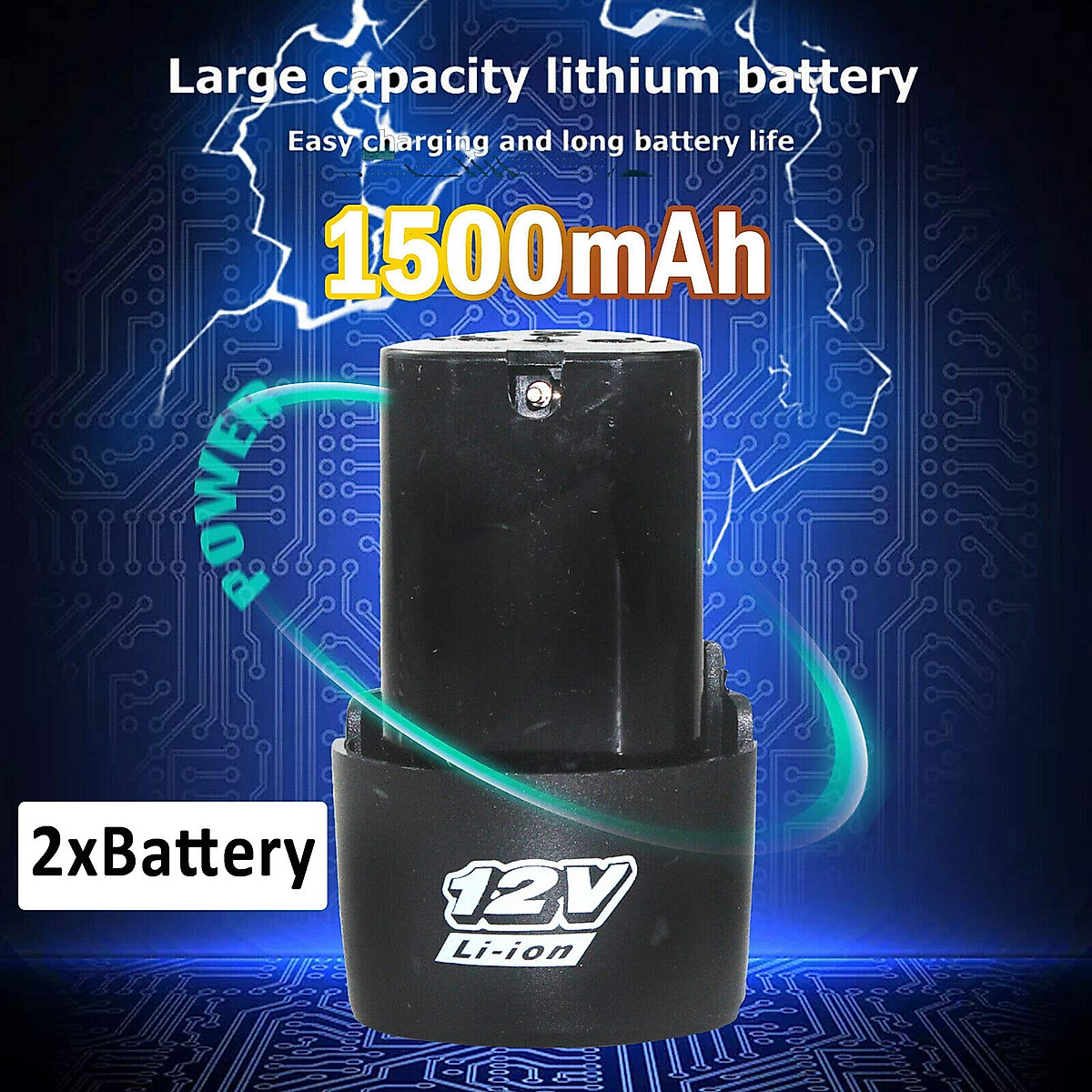 ZhanGe Cordless Ratchet Wrench 3/8 Inch Impact Wrench Electric Cordless Wrench 12V 40Nm 2X Battery+Charger