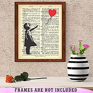 Banksy Wall Art Set - Motivational Graffiti Street Art Positive Inspirational Quotes Encouraging Poster for Living Room Teens Bedroom Home Office Decor - Unframed 8 x 10 Dictionary Prints