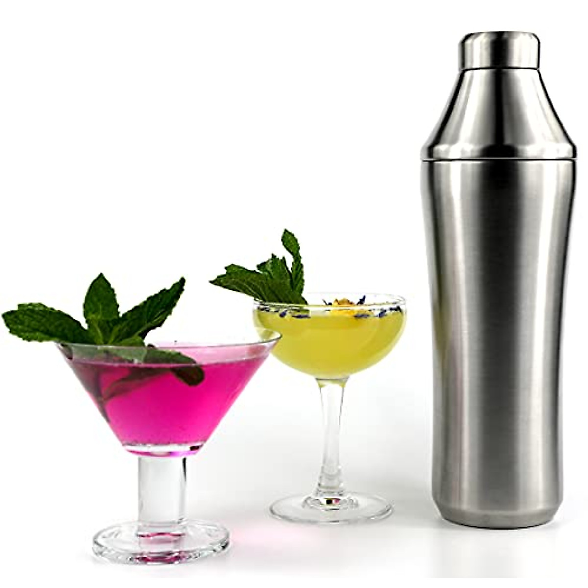 Elevated Craft Hybrid Cocktail Shaker - Premium Vacuum Insulated Stainless Steel Cocktail Shaker - Innovative Measuring System - Martini Shaker for the Home Bartender - 28oz Total Volume
