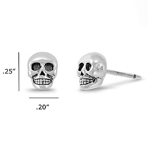 Boma Jewelry Sterling Silver Skull Skeleton Stud Earrings