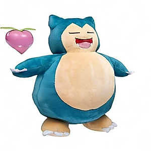 Pokemon Snooze Action Snorlax Plush, 10-Inch Plush Toy - Features Over 20 Authentic Snorlax Sounds, with 2 Modes of Play: Asleep & Awake, Plus Vibrating Belly - Eats Pecha Berry (Included)