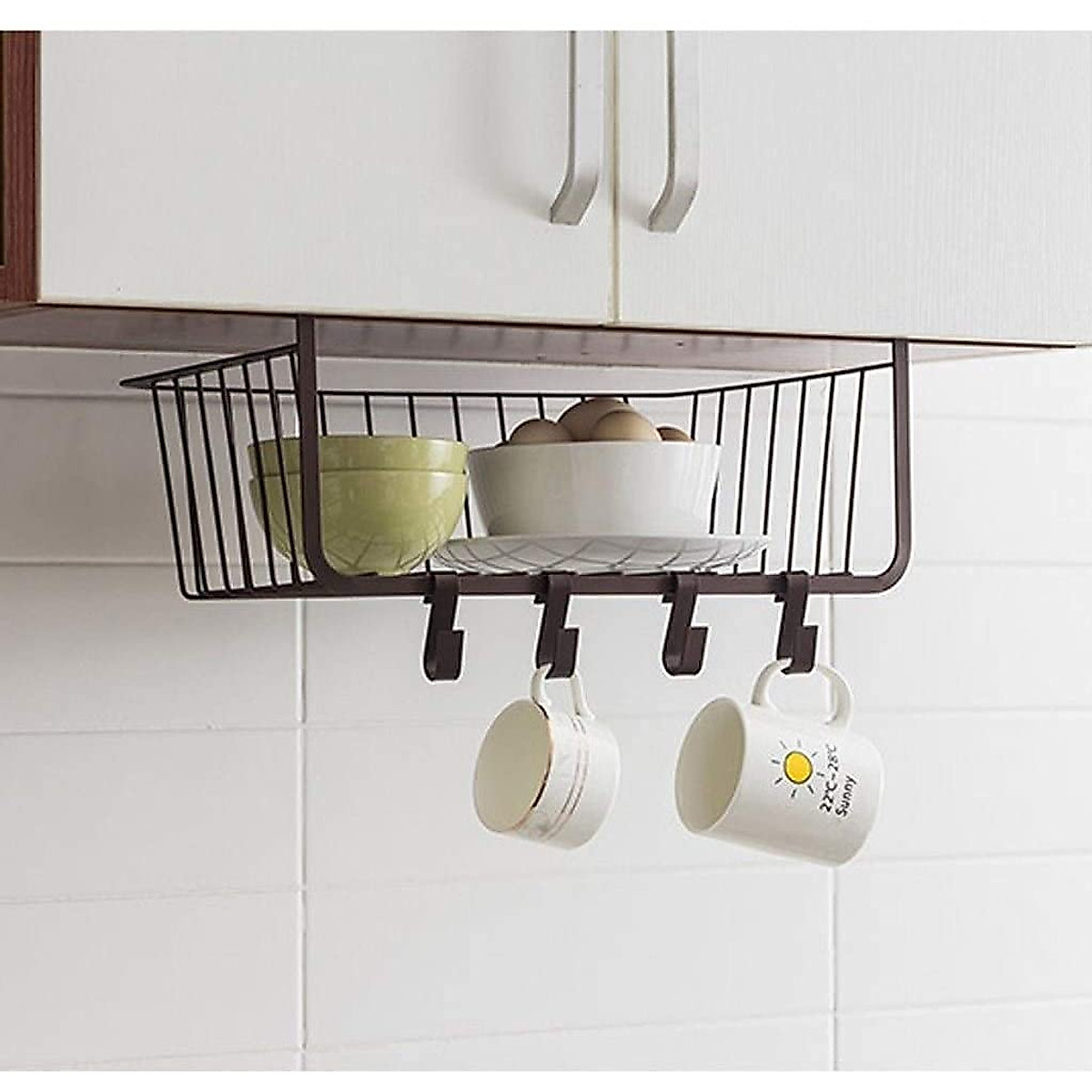 Plate Rack Draining Dish Rack Cabinet Hanging Basket Hooks Kitchen Dish Racks Cruet Storage Rack Cabinet Storage Rack for Kitchen Pan Plate Holder