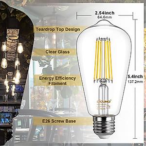 DiCUNO LED Edison Bulb 60 Watt Equivalent, Daylight White 4500K, Dimmable Edison Bulbs ST64, Antique LED Filament Bulb for Kitchen Lighting, 800 LM, Clear Glass, Pack of 4