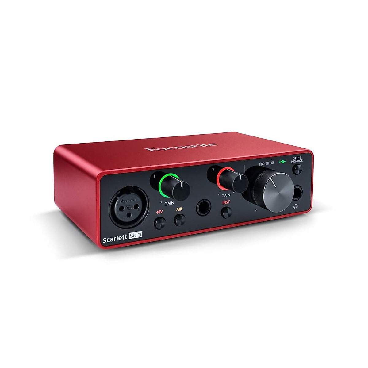 Focusrite Scarlett Solo 3rd Gen USB Audio Interface Bundle with Boom Stand, Pop Filter, XLR Cable (4 Items)