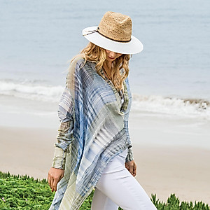 Wallaroo Hat Company – Women’s Laguna Fedora – Wide Brim Natural Fiber with Adjustable Sizing for Medium Crown Sizes – Trendy and Chic Sun Hat for Casual All-Season Sun Protection (Natural/White)