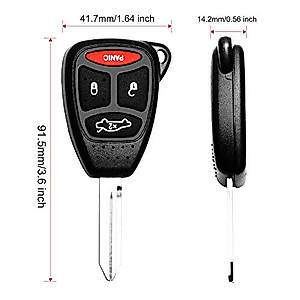 Key Fob Keyless Entry Remote Fit for Chrysler 300 2005-2007, Aspen 2007-2009, Dodge Charger 2006-2007, Durango 2007-2009, Jeep Commander 2006-2007, Grand Cherokee 2005-2007 (KOBDT04A, OHT692427AA)