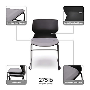 HON Basyx Contempo Guest Chair, Sled Base, 2 Pack, Black/Charcoal