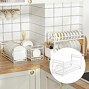 MagiDeal Steel Dish Rack Drying Plate Rack Stand Pot Lid Holder Kitchen Cabinet Organizer for Dish Plate Bowl Cup Pot Lid, Plate Holder, as described