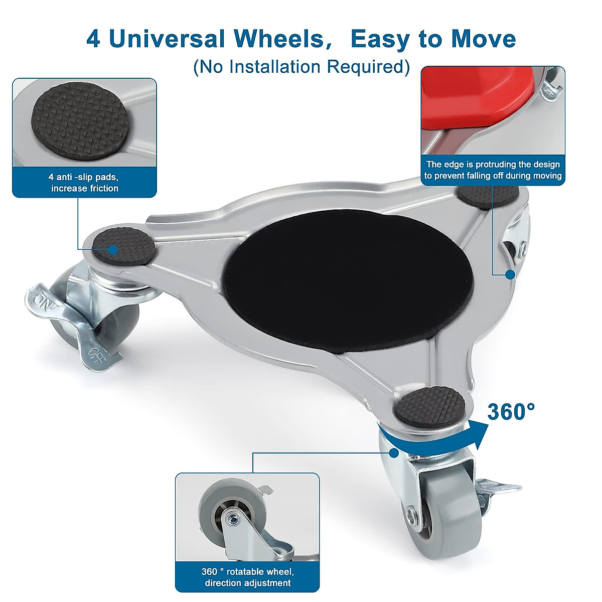 Insdawn Furniture Dolly Wheels Heavy Duty 4 Lockable Wheels Moving Dolly with Casters Furniture Dolly Set with Lifter for Heavy Furniture in Home Office or Warehouses Hold 800lbs,4-wheel Triangle
