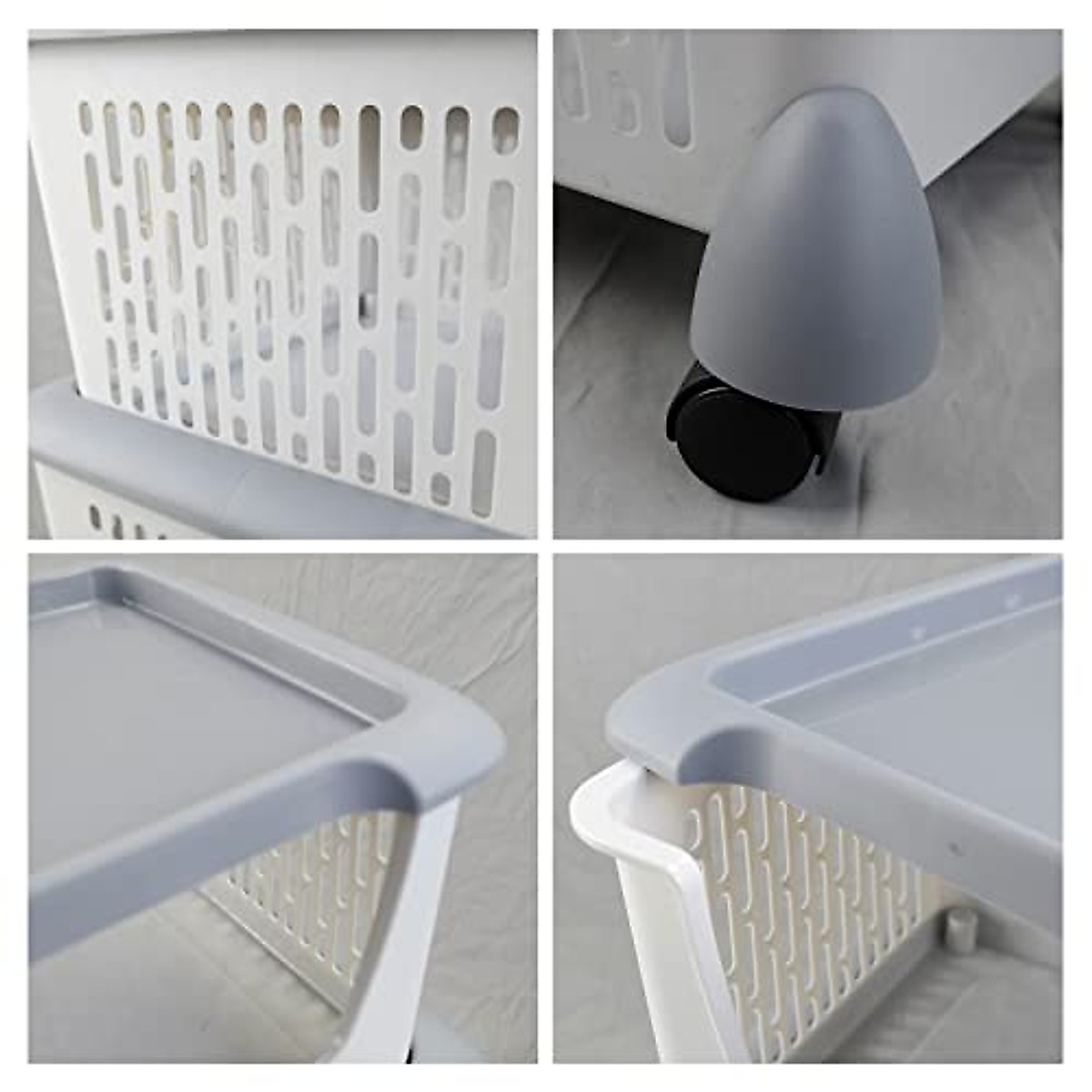 Vcansay 3 Tiers Plastic Large Stacking Organizer Baskets with Lid, Plastic Stacking Bins with Wheels