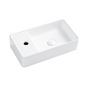 Bathroom Sink 18" x 10" Rectangle, Eridanus Wall Mount Vessel Sink Floating, Modern White Ceramic Porcelain Vitreous Countertop Wash Basin Wall Hang Bowl Space Saving Small Sinks