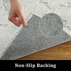 GAOMON 8x10 Large Shag Bedroom Rug, Solid Lattice Rug, Tufted Modern Geometric Area Rug Non-Shedding, Non Slip Moroccan Area Rug, Indoor Living Room Area Rugs, Grey 8'x10'