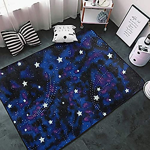 NiYoung Super Soft Indoor Modern Galaxy Stars Magic Glow in The Dark Area Rugs for Living Room Bedroom Thick Anti-Slip Play Mats Floor Carpet, 3 x 5 Feet