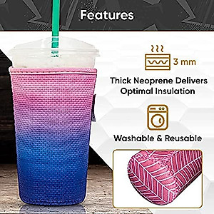BAXENDALE AND CO Iced Coffee Sleeve for Cold Drink Cups 3 Pack Neoprene Iced Coffee Sleeve Cup Sleeves for Cold Drinks Reusable Compatible with Starbucks Dunkin