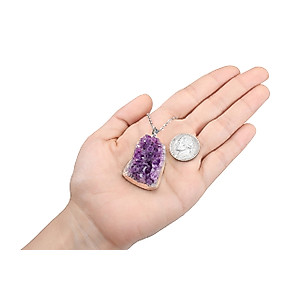 MANIFO Amethyst Raw Crystals Stone Necklace Healing Crystal Cluster Druzy Gemstone Pendant Necklaces for Women Silver