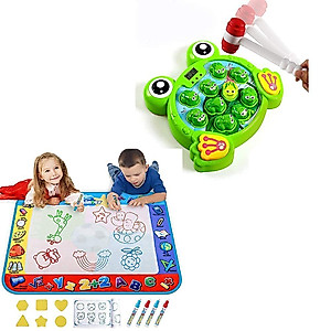 YEEBAY Interactive Whack A Frog Game & Water Doodle Mat, Gifts for Girls Boys Age 2 3 4 5+ Years Old