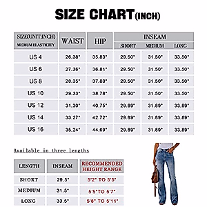 Koinshha Womens High Waisted Jeans Boyfriend Stretch Flare Casual Bootcut Denim Pants