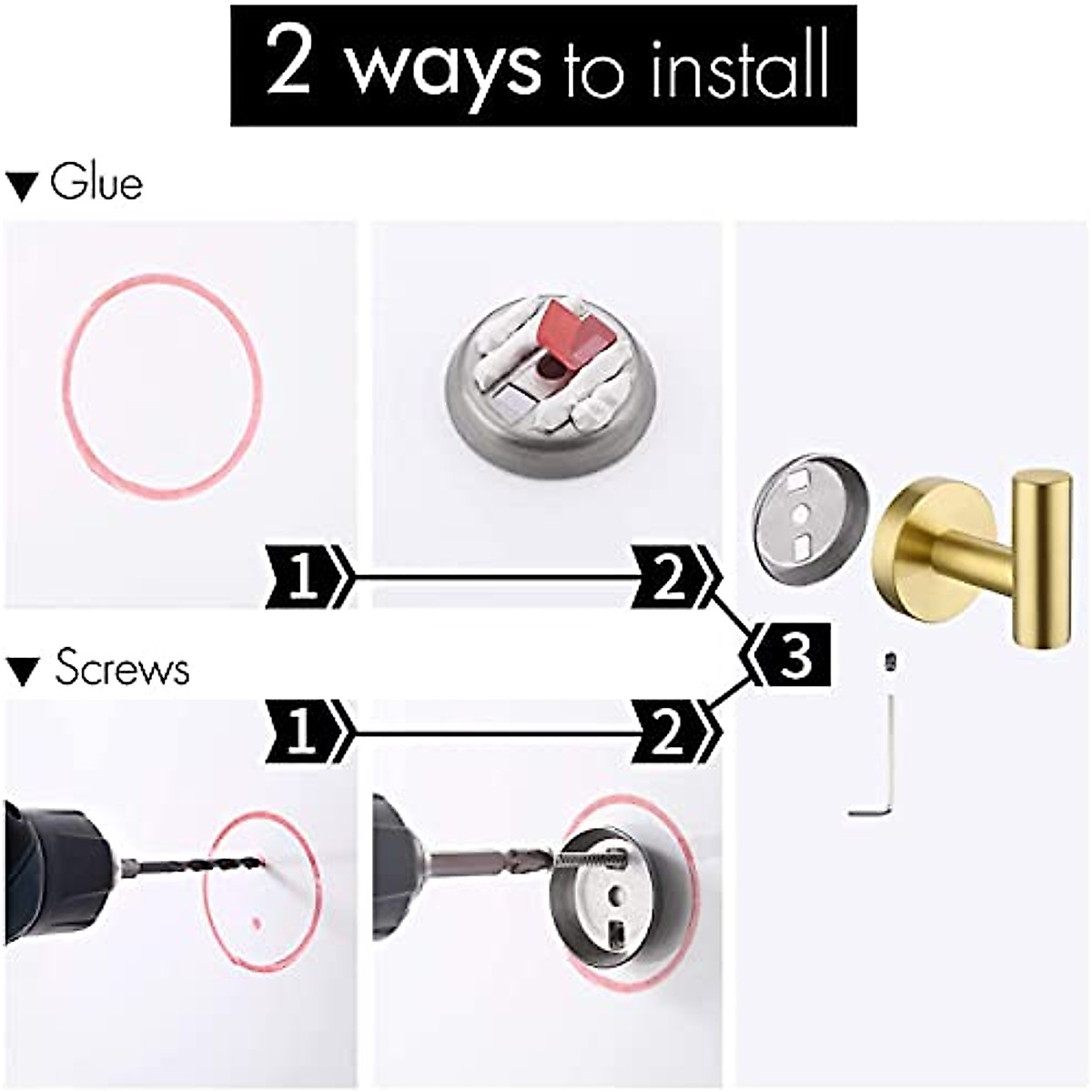 HwrtYeg Bird Shape Hooks 1 Pcs Brass Hooks Wall Brushed Gold Towel Robe HooksNo Drill for Bathroom Kitchen Hanging Key Hat Coat Hooks SUS304 Stainless Steel Brushed Brass Hooks