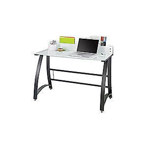 Safco Products 1938TG Xpressions 47" Computer Glass Top Workstation (Optional Keyboard Tray 1940BL Sold Separately), Tempered Glass/Black Frame
