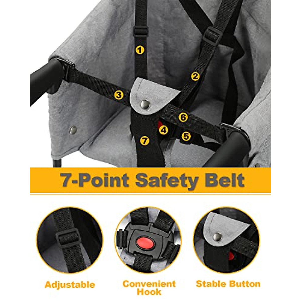 ATHRADIES Hook on High Chair with Mat, Clip on High Chairs for Babies and Toddlers, High Chair That Attaches to Table, Portable High Chair for Travel, Travel High Chair with Carrying Bag,Grey