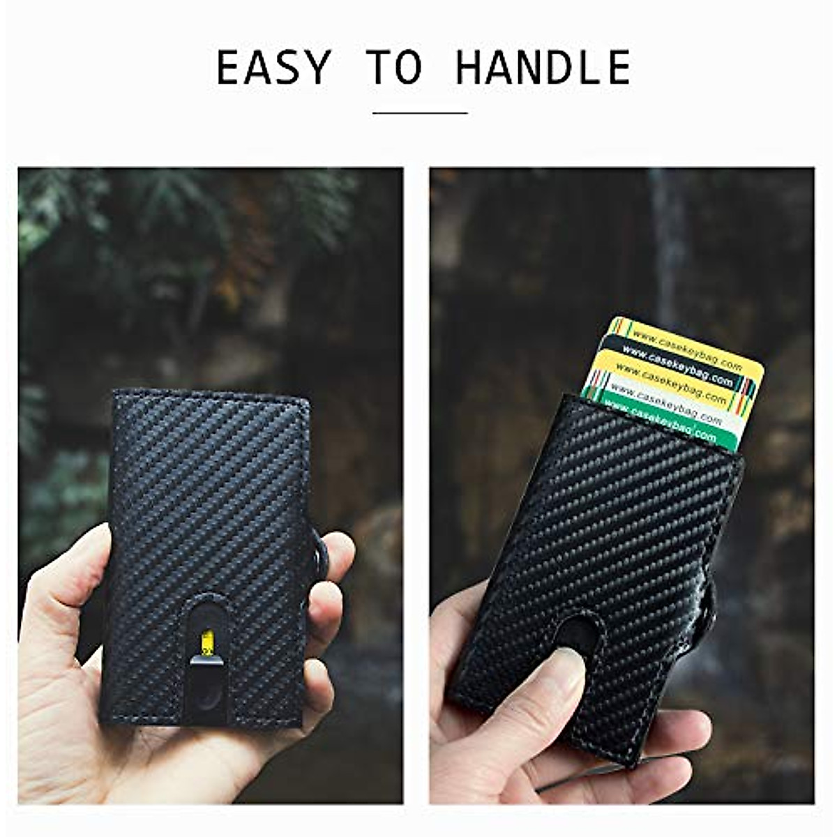 RFID Protection Minimalist Pop-Up Wallet Carbon Fibre Leather