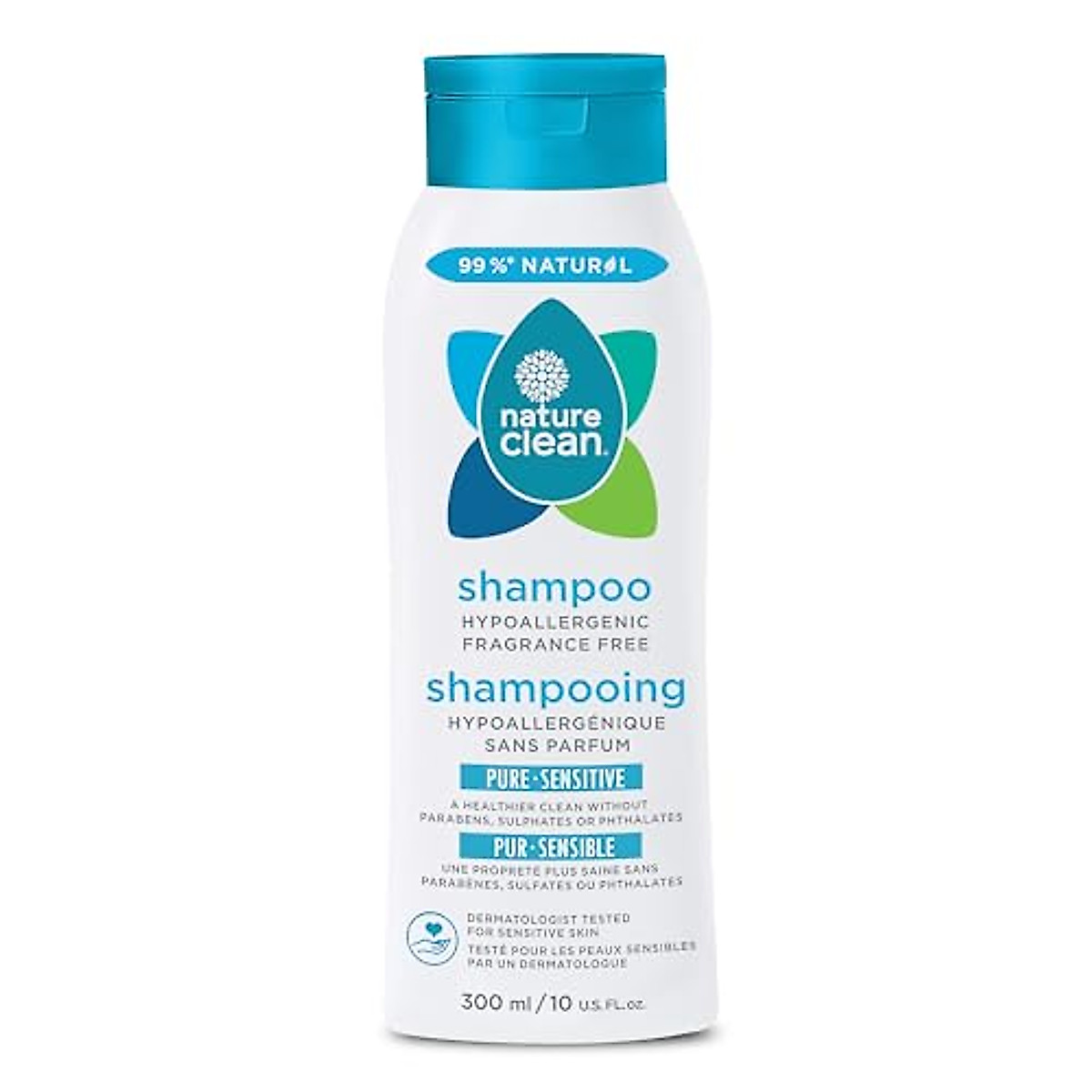 Nature Clean All-Natural Sulfate Free Shampoo for Men & Women. Non-Toxic & Fragrance-free Organic No Paraben Unscented Hypoallergenic & Vegan 10 oz / 300 ml