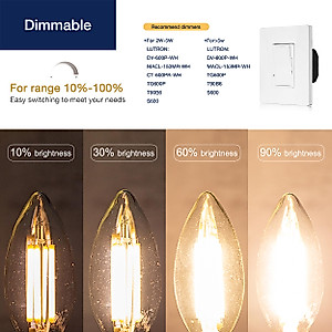 FLSNT Dimmable Candelabra Light Bulbs 60W Equivalent E26 Base, B11 LED Chandelier Candle, 2700K Soft White, 6 Pack