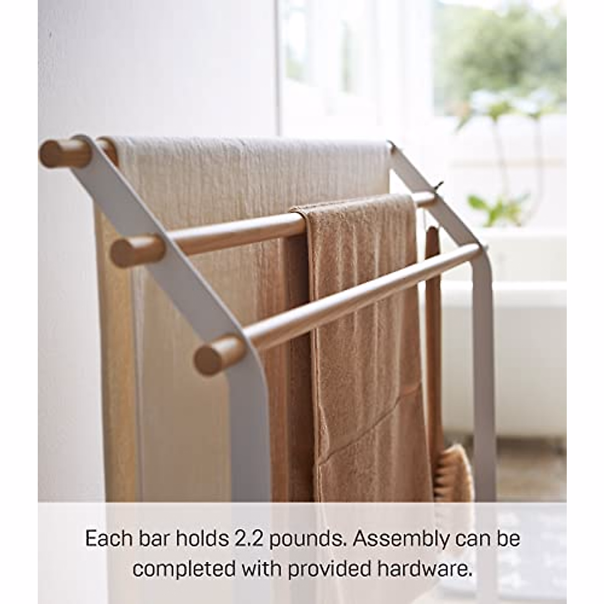 Yamazaki Home Tosca Bath Towel Hanger – Bathroom Holder Rack Organizer.,White