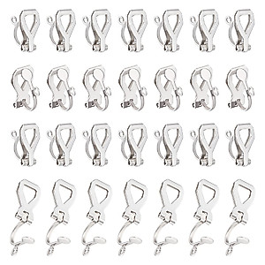 UNICRAFTALE 50pcs Stainless Steel Clip-on Earring Non-Piercing Earring with Loops Painless Converter Earring Components for Earring Making 12x6x9mm