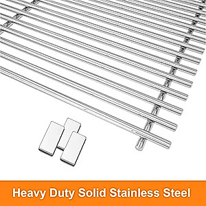 Utheer Cooking Grates for Nexgrill Replacement Parts 720-0882A Evolution Infrared Plus 5-Burner, Stainless Steel Solid Rod Grill Cooking Grids for Nexgrill Gas Grill Parts with Side Burner, Set of 3