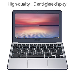 ASUS Chromebook-Laptop- 11.6" Ruggedized and Spill Resistant Design-with 180 Degree-Hinge, Intel N3060 Celeron 4GB DDR3, 32GB eMMC, Chrome OS- C202SA-YS04 Dark Blue