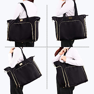 Lunies Breast Pump Bag Diaper Tote Bag, Double Layer Breastmilk Storage Bag for Travel, Large Capacity Baby Diaper Bag, Pumping Bag with Insulated Pockets