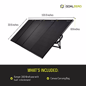 Goal Zero Ranger 300 Briefcase Solar Panels, Portable 300-Watt Solar Panels, Flexible Solar Panels for Outdoor Charging Station