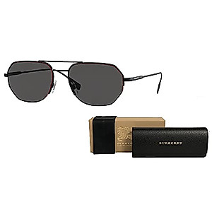 BURBERRY Henry BE3140 100187 57MM Nero/Grigio Con Bordo Rosso/Beige Irregular Sunglasses for Men + BUNDLE With Designer iWear Complimentary Eyewear Kit