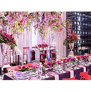 Ivyue 12sPack Wisteria Vine Artificial Silk Wisteria Lane Rattan Fake Wisteria Artificial Flowers Garland Hanging Flowers Wisteria Bush for Home Garden Party Wall Wedding Decoration 3.6feet (Pink)