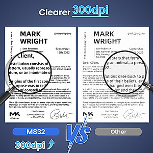 Portable Printers Wireless for Travel, M832 Portable Thermal Printer, Mobile Printer for Car, Office, Bluetooth Inkless Printer for Phone & Laptop, Support 8.5 X 11 Letter & A4 Thermal Paper