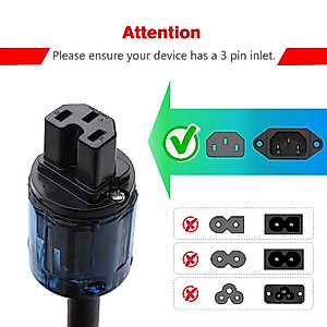 HiFi Audiophile Power Cord HiFi Audio AC Power Cable Power Cord US Plug 1.5 Meters 4.9feet