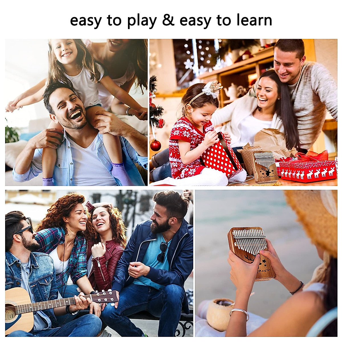 Topnaca Finger Piano Mbira with Study Instruction, Tune Hammer and EVA Piano bag, Acacia wood, Portable Kalimba for Kids Adult Beginners（Brown)