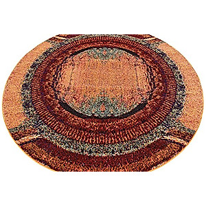 Unique Loom Estrella Collection Rustic, Distressed, Modern, Abstract Area Rug, 6 ft, Orange/Black