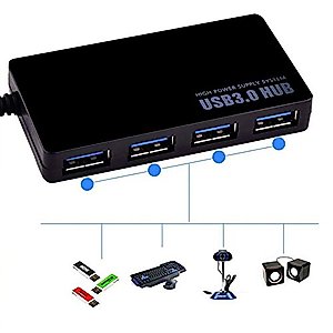 Lysee Plug & Connectors - USB 3.0 Hub 4 Port USB Hub 5Gbps Super-Speed USB Splitter Adapter Computer Periphearls for PC Laptop Notebook 1 - (Color: White)