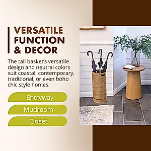 Kouboo 1060070 La Jolla Rattan Round Umbrella Stand with Water Catch, Honey Brown