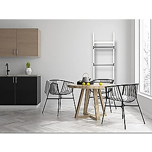 Creative Co-Op Wood Rack with 4 Metal Bars Wall Shelves, Cream