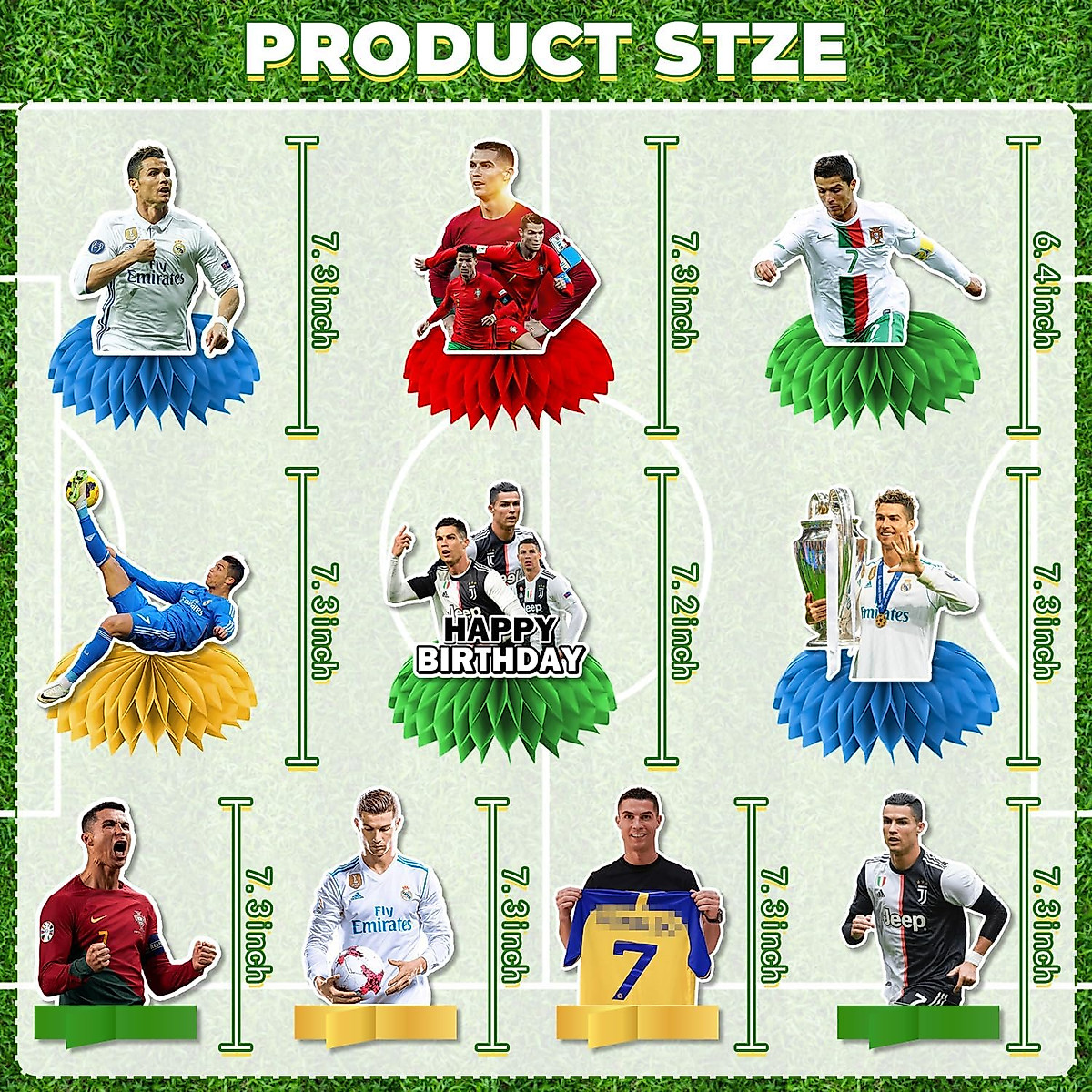 10 PCS Soccer Birthday Decorations Honeycomb Centerpieces, Football Star Party Decorations for Baby Shower, Soccer Themed Birthday Party Supplies Soccer Party Decorations