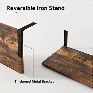 Inforth Floating Shelves for Wall Display, 12” Deep Wall Mounted Shelves for Living Room, Bedroom, Kitchen, Office Decor, Modern Hanging Bookshelf, Storage and Display Shelf Set (Rustic Brown)