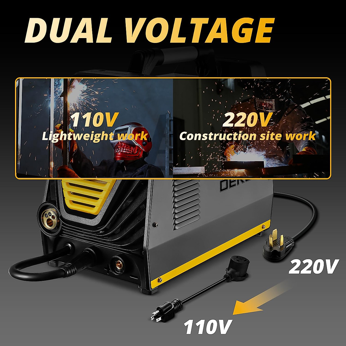 DEKO Digital 200A MIG/MMA Welder, SYNERGIC DC Inverter Welding Machine,110V/220V Fully Digitally Control with Wire Brush,Earthing Cable,Electrode Holder,Welding Gun,Digital Panel