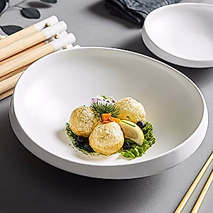 KOWMcp Dinner Plates 1Pcs White Ceramic Plate, Can Be Used to Set The Plate, Put Steak, Vegetables, Fruits, Eggs (Size : M)