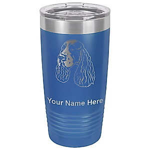 LaserGram 20oz Vacuum Insulated Tumbler Mug, English Cocker Spaniel, Personalized Engraving Included (Dark Blue)