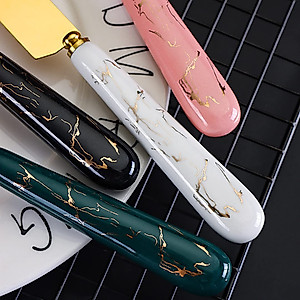 AXIAOLU Wedding Cake Knife and Server Set, Gold Cake Knife Set for Wedding, Stainless Steel Ceramic Handle Cake Pie Serving Set Gift for Anniversary Birthday Parties(Black)