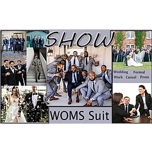 Mens 3 Piece Suit Set,Slim Fit Suits for Men,Solid Jacket,Vest,Pants Tuxedo Black M