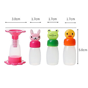 kekafu 3 Pieces Bento Soy Sauce Bottle with Funnel Mini Cute Animal Lunch Sauce Case Container Plastic Condiment Dispenser for Salad Ketchup Syrup Oil Outdoor Barbecue